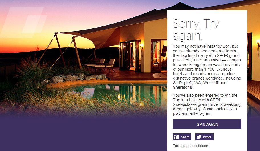 SPG's New Tap Into Luxury Game - Play Daily Through 9/30