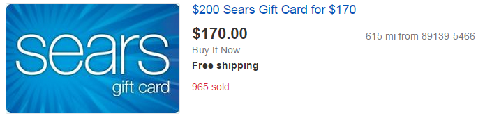 Hot Deal On Sears Gift Cards - Deep Discounts