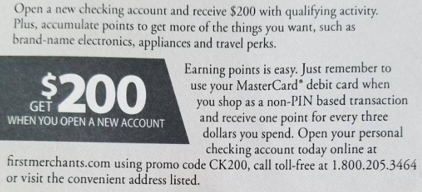 $200 First Merchants Bank Checking Account Bonus - Miles to Memories