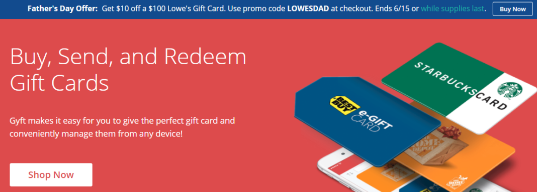 New Gyft Promo, $10 Off $100 Lowe's Gift Cards plus 5X - Miles to Memories