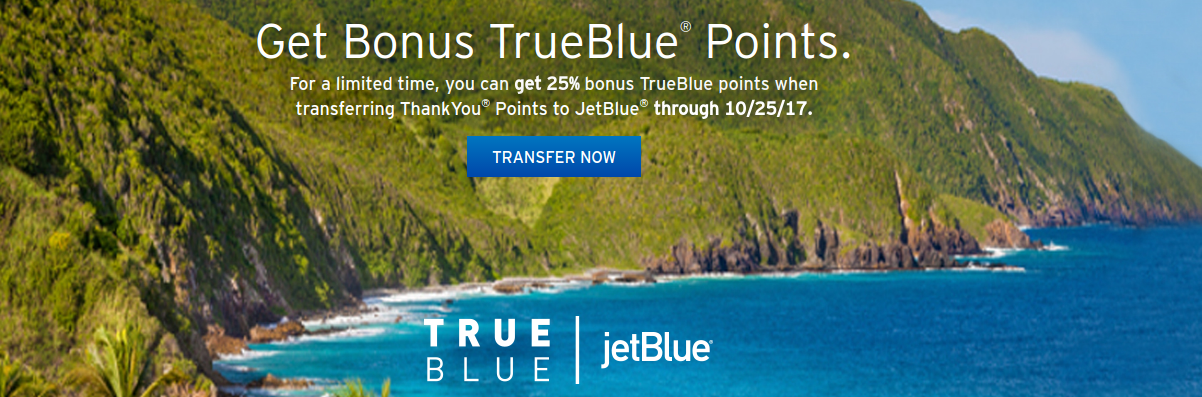 Citi ThankYou JetBlue Transfer Bonus 25% Bonus Now Available