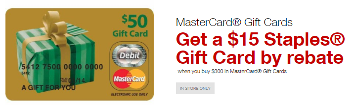 Free Money & 5X at Staples: $15 Rebate on Mastercard Gift Cards - Miles ...