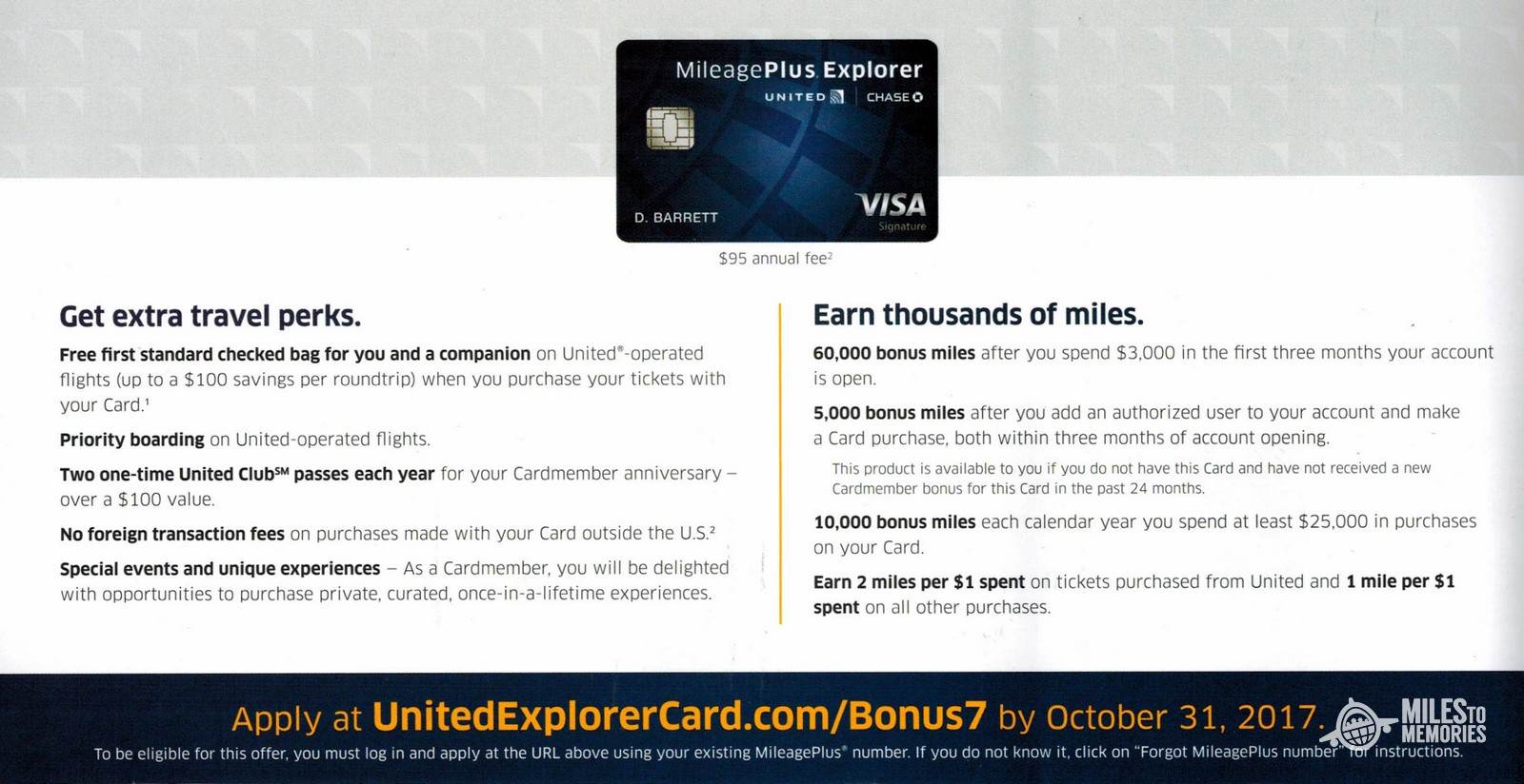 United MileagePlus Explorer Card - New Targeted Offer