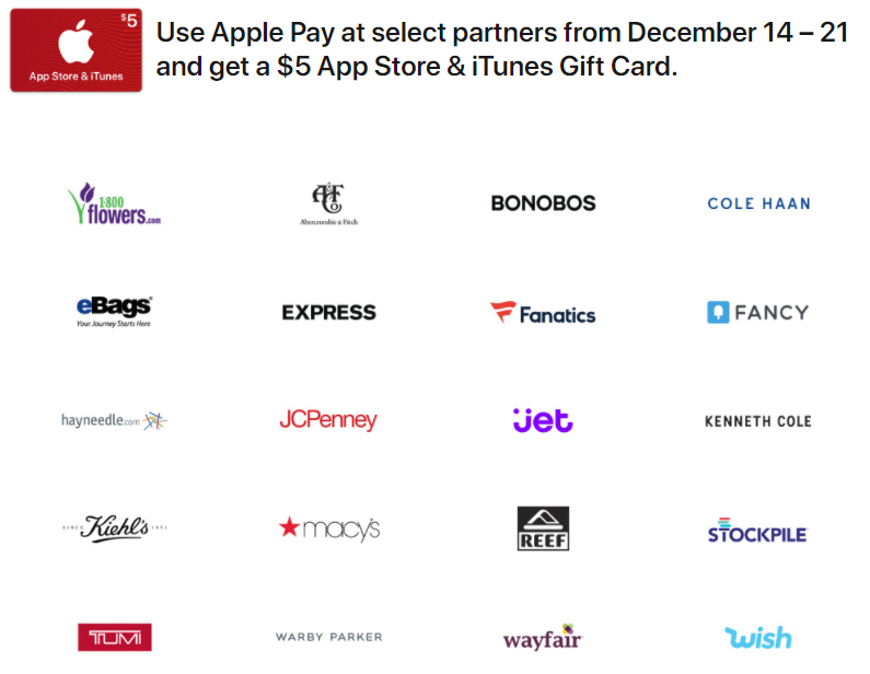 Get One $5 iTunes Gift Card per Partner, When You Use Apple Pay - Miles ...