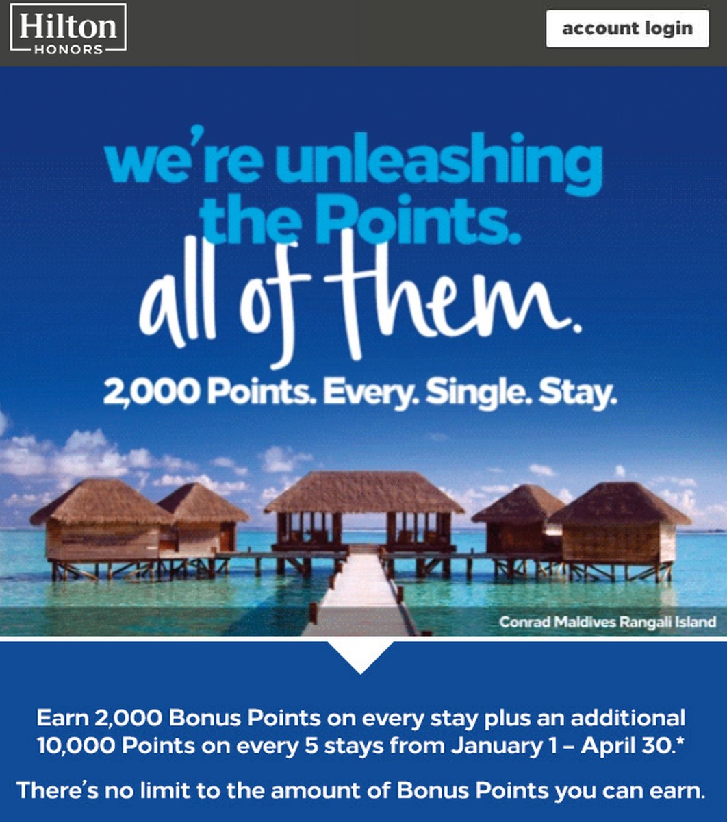 Hilton's First Quarter Promo of 2018 - Unlimited Points