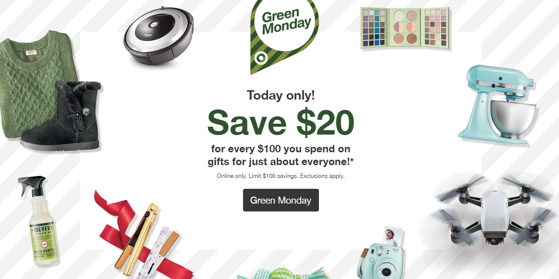 Green Monday at Target, Save $20 For Every $100 You Spend - Miles to ...
