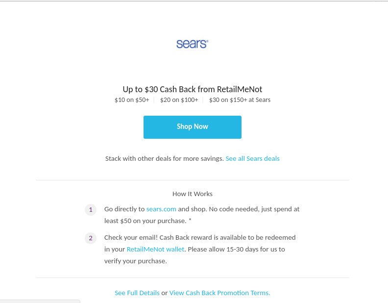 RetailMeNot Cashback Feature: Huge Savings
