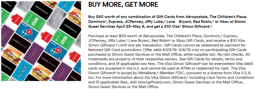Simon Mall Gift Card Deal, 20% Discount on Select Brands - Miles to ...
