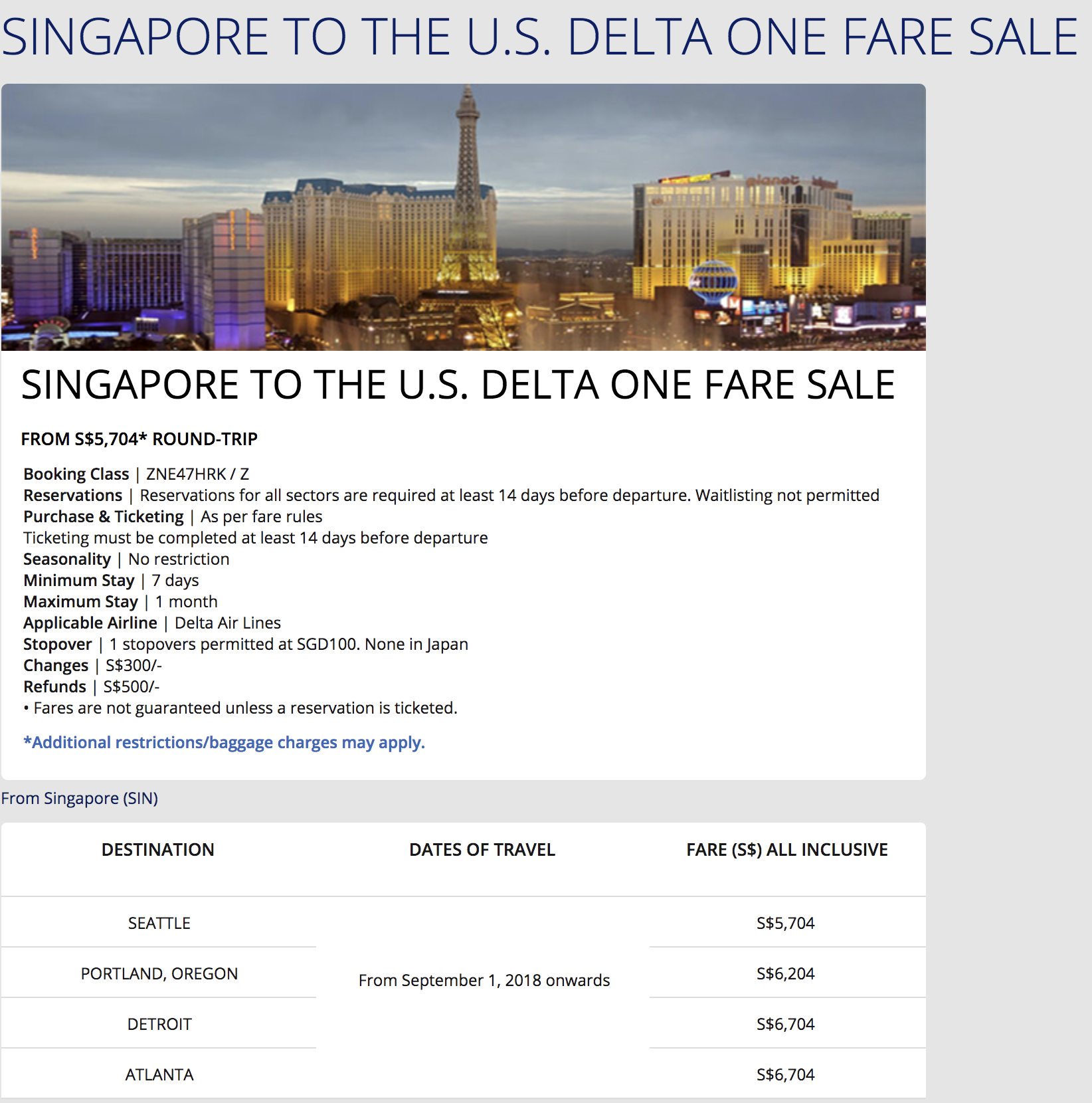 Delta Promo Includes Awesome Skymiles Prices including Delta One Suites