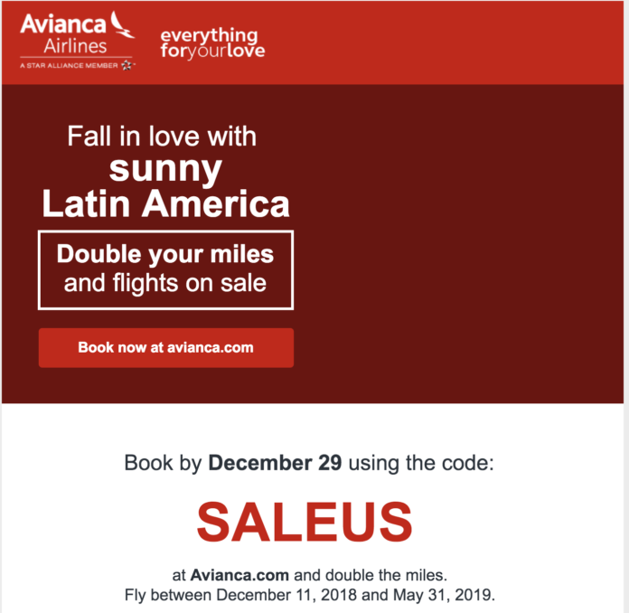 Avianca Promo: Book Now and Earn Double Miles - Miles to Memories