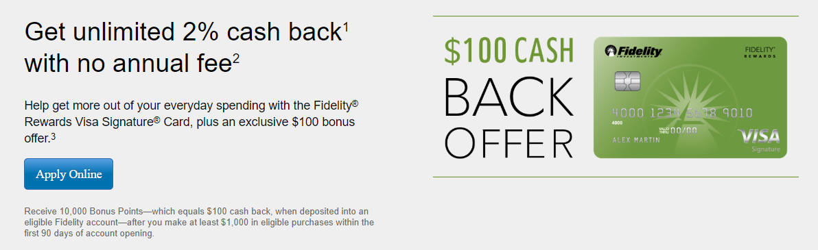 Fidelity Rewards Visa Card, $100 Signup Bonus with $500 Spending ...