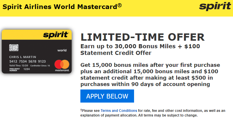 Spirit Airlines Mastercard, Get 30K Miles and $100 Credit - Miles to ...