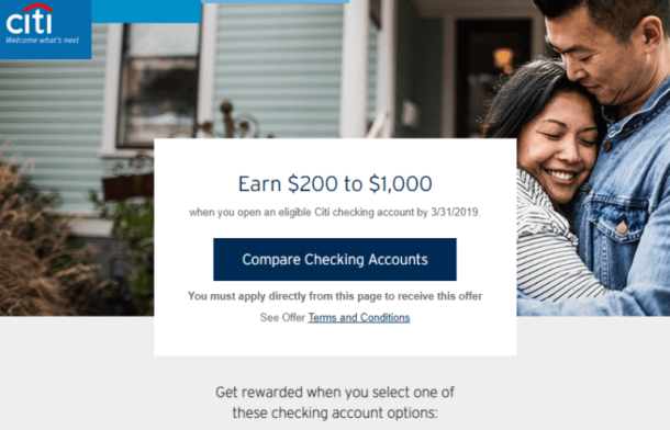 Citi Checking Offers, Earn up to $1,000 - Miles to Memories