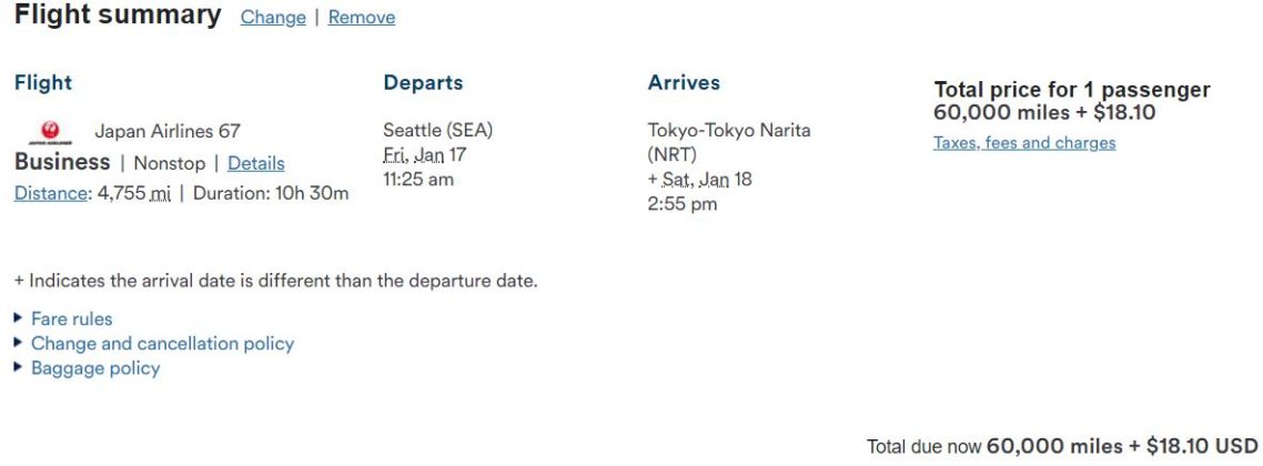 The Best Miles for Booking JAL Business and First Class