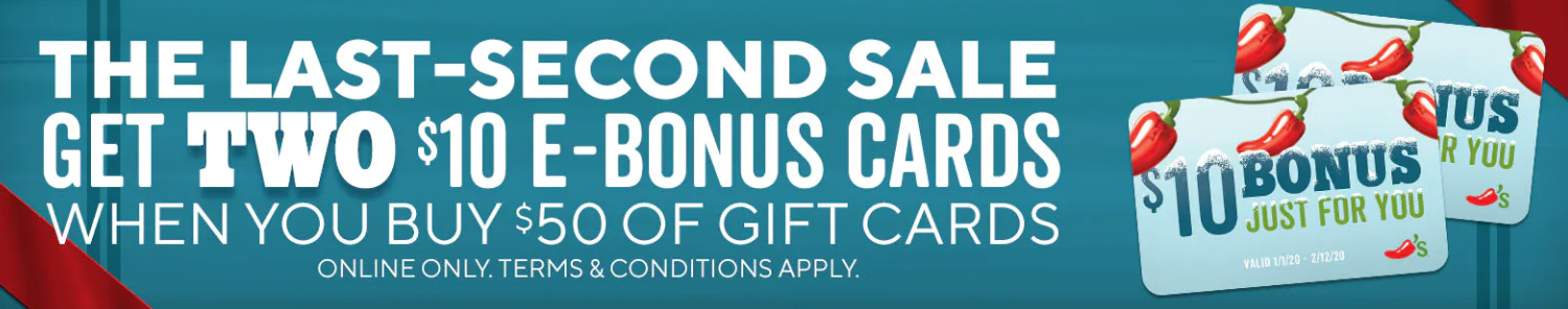 Buy a $50 Chili's Gift Card, Get $20 Bonus - Miles to Memories