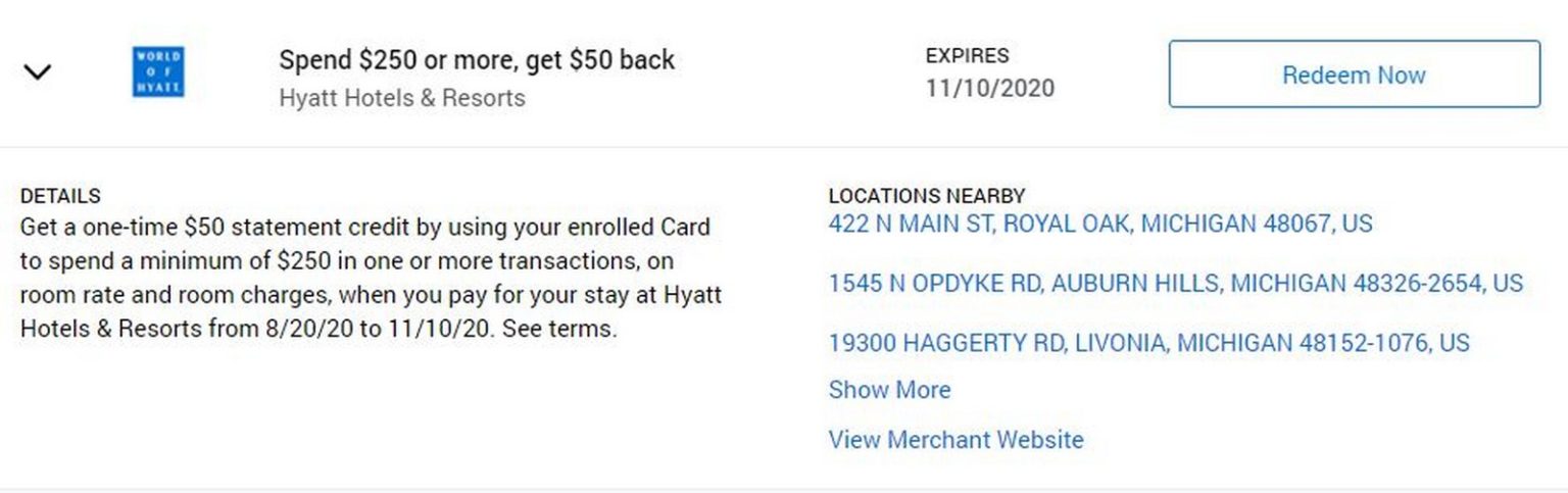 Hyatt Amex Offer That Can Save You $50, Up To 20% Off