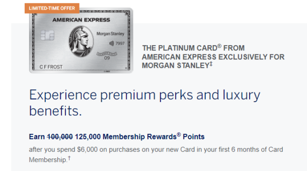 Morgan Stanley Platinum Card Has an Improved Bonus of 125,000 Points ...