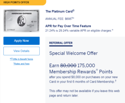 Best Ever 175,000 Points Bonus for Amex Platinum Card! Check Referral ...