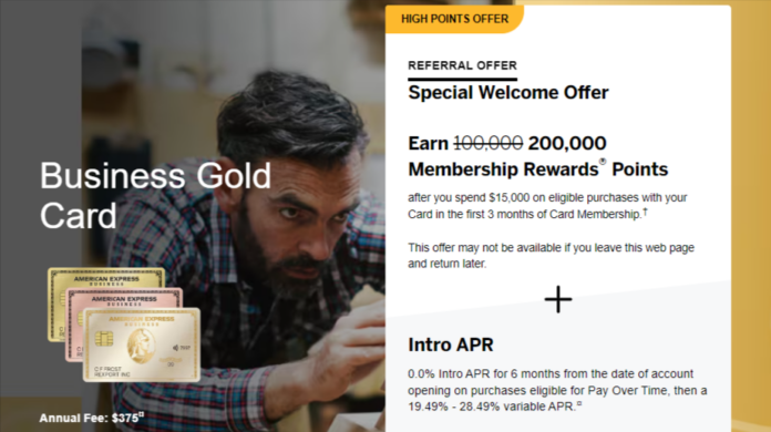 Amex Business Gold Card Bonus for 200,000 Points Now Available Through ...